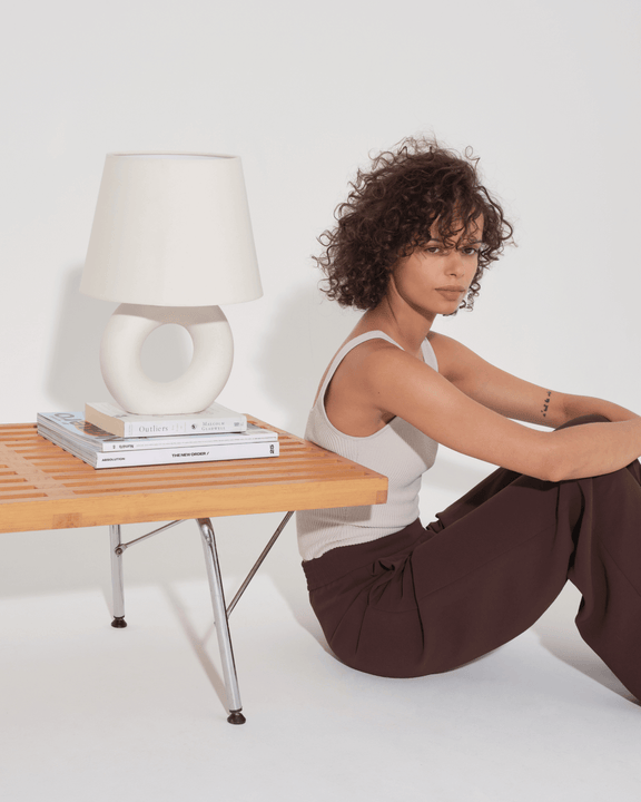 Chloe Ceramic LED Table Lamp | Cotton White Shade | Brightech