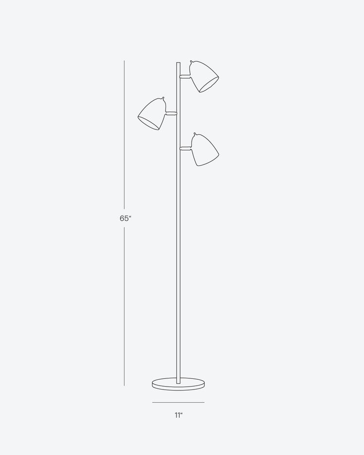 Jacob Silver Standing Floor Lamp | 3 Adjustable Lights | Brightech