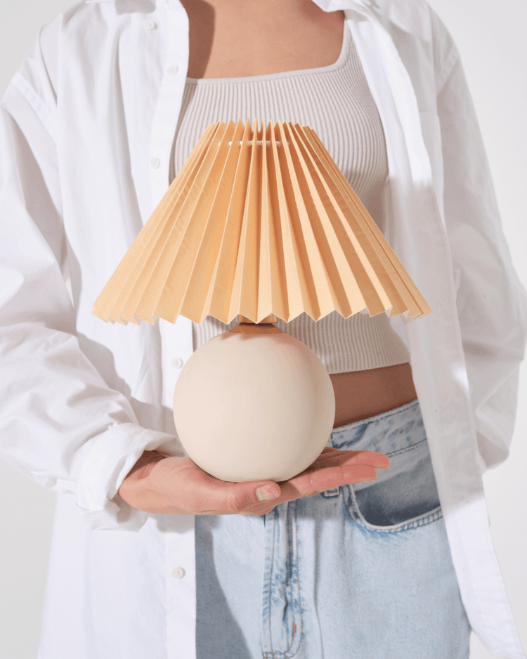 Serena Ceramic Table Lamp | Pleated Textile Shade | Brightech