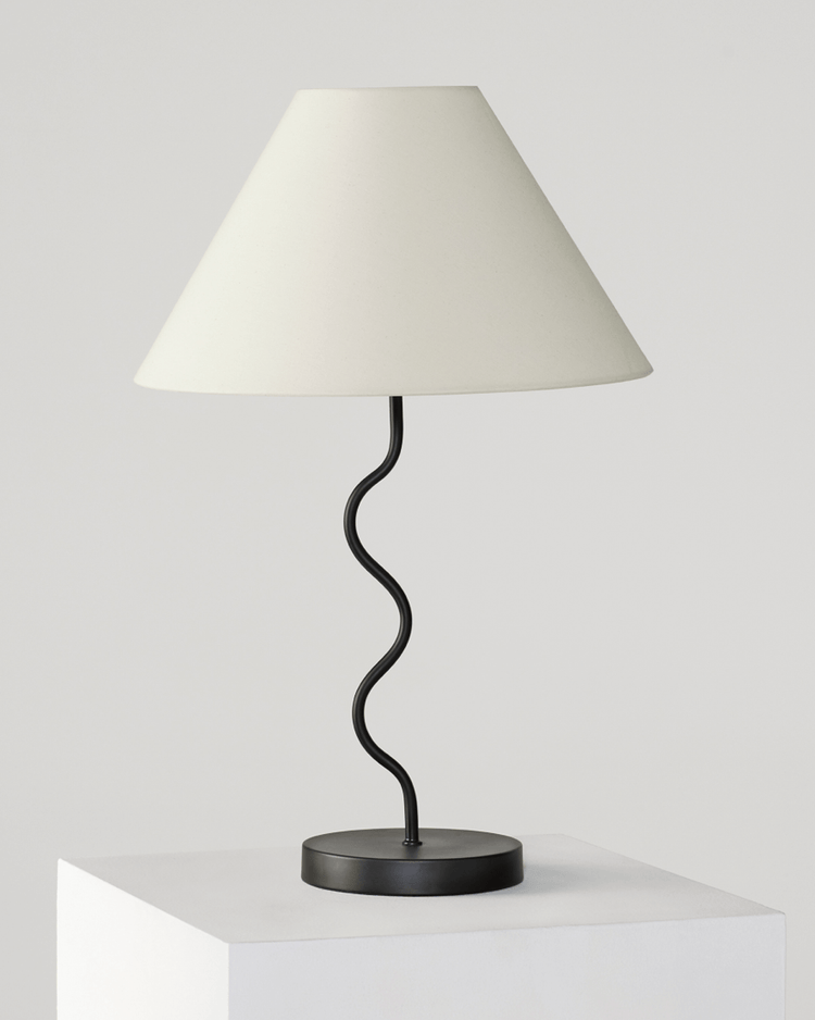 Squiggle Black Table Lamp | Unique Wavy Zigzag Pole | Brightech