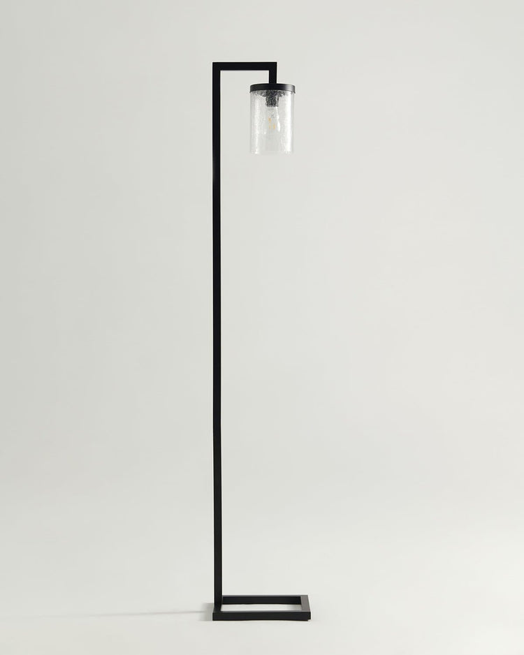 Henry Rustic Industrial Floor Lamp | Crackled Glass Shade | Brightech