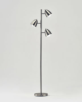 Jacob Silver Standing Floor Lamp | 3 Adjustable Lights | Brightech