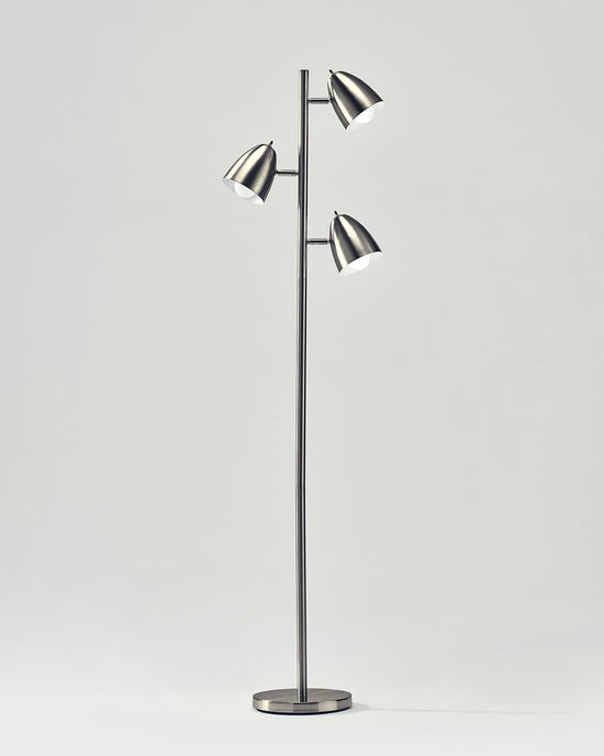 Jacob Silver Standing Floor Lamp | 3 Adjustable Lights | Brightech