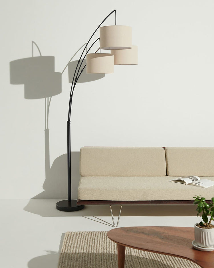 Trilage Black Arc Floor Lamp | Multi Head Lamp | Brightech