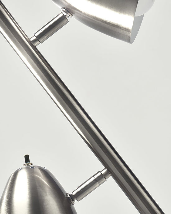 Jacob Silver Standing Floor Lamp | 3 Adjustable Lights | Brightech