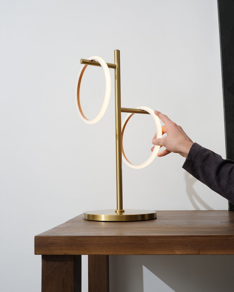 Saturn Brass Table Lamp | 2 Unique Removable Ring Lights | Brightech