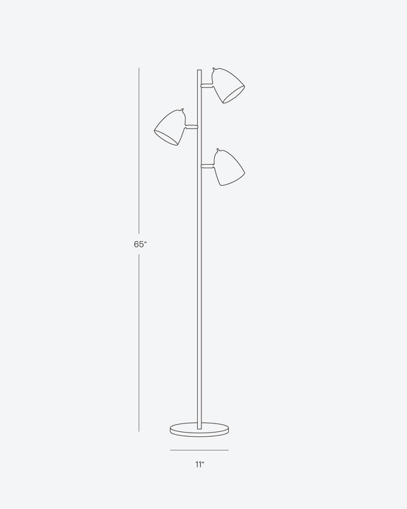 Jacob Silver Standing Floor Lamp | 3 Adjustable Lights | Brightech